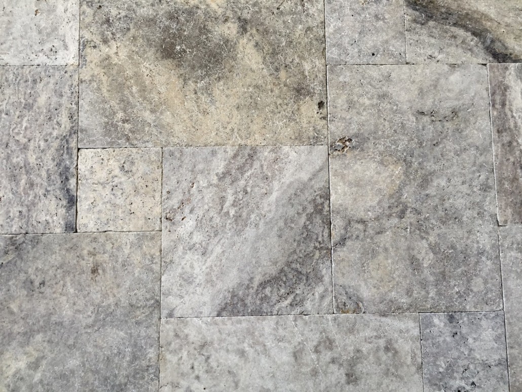 Silver travertine french pattern tumbled tiles - MELBOURNE TRAVERTINE ...